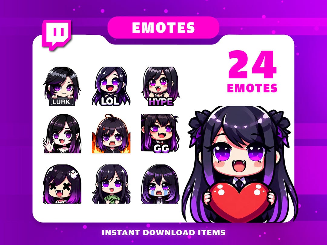 24 Vampire Girl Emote Pack, Anime Emotes, Chibi Emotes, Cute Emotes ...