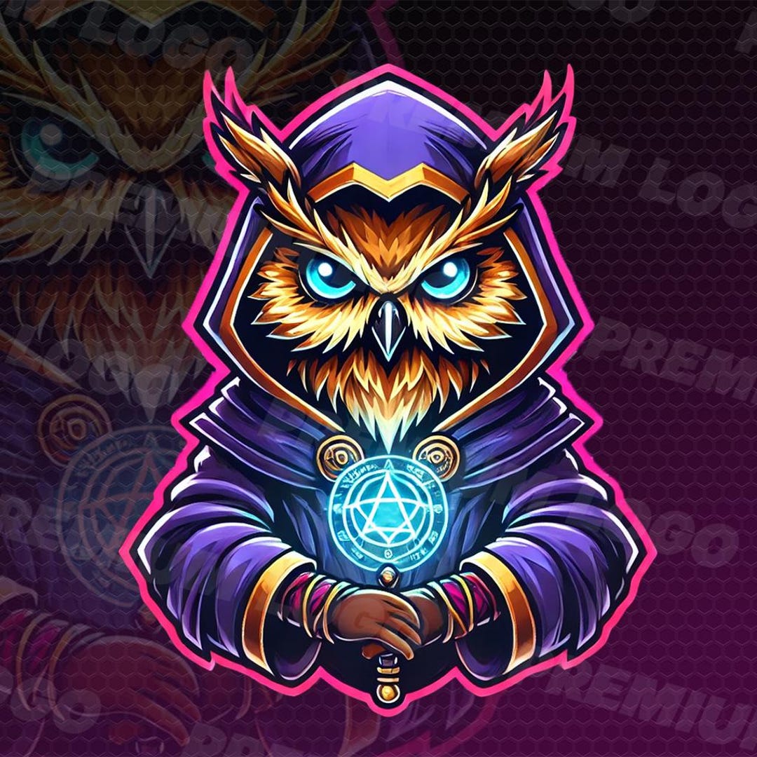 Custom Owl Wizard Mascot Logo | Twitch Logo, Youtube Logo, Mascot Logo ...