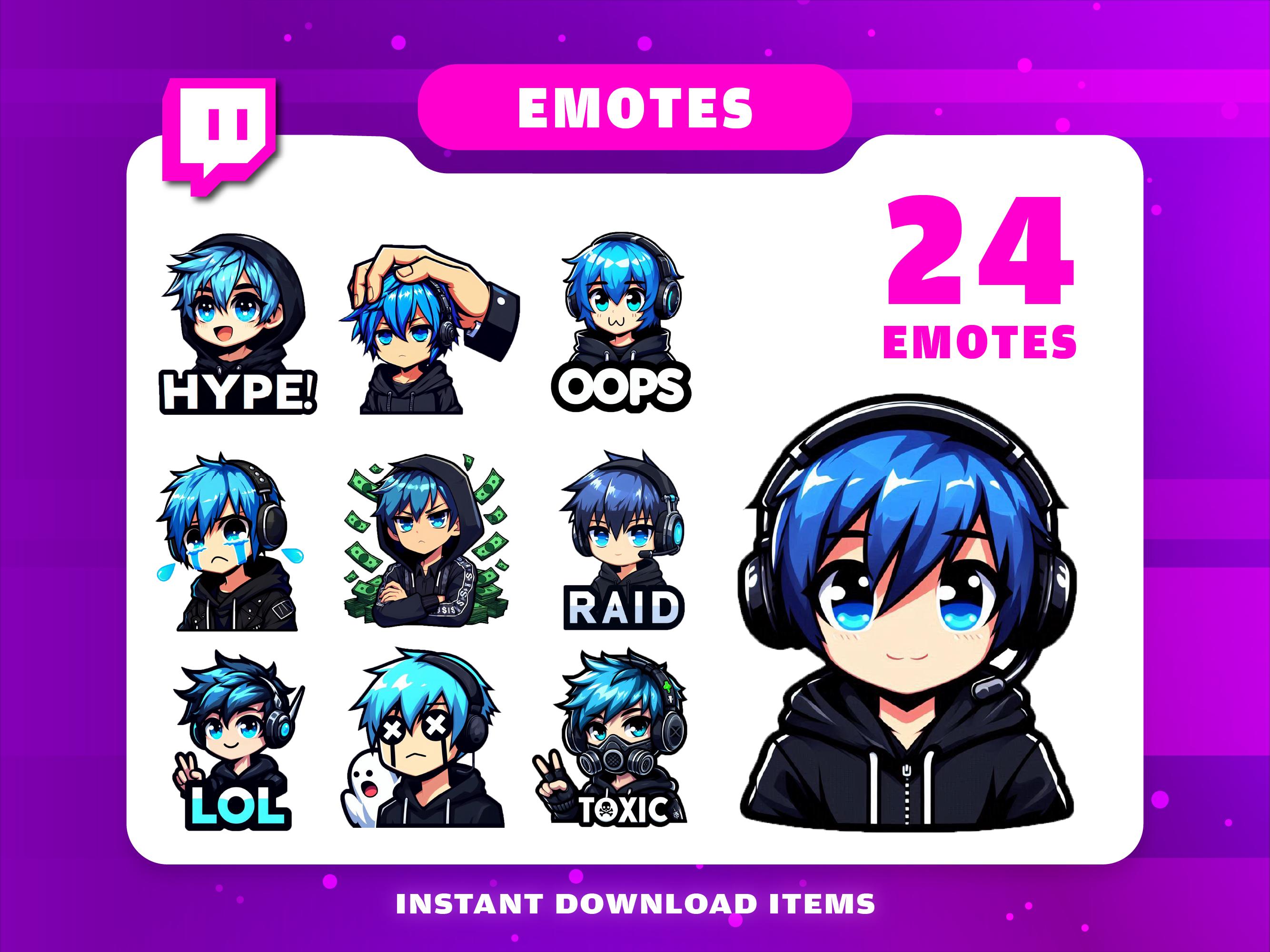 Twitch Emotes, Gamer Boy, Anime Emotes, Chibi Emotes, Cute Emotes, Meme ...