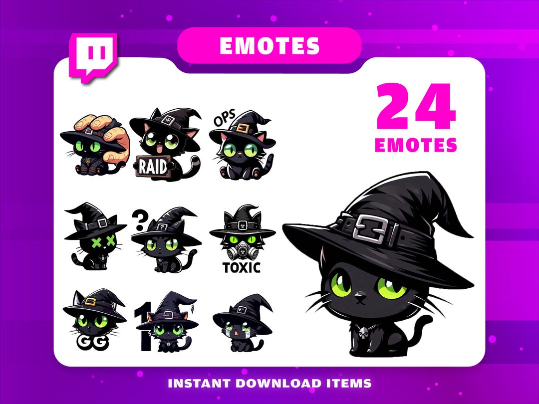 24 Wizard Cat Emote Pack, Twitch Emotes, Anime Emotes, Chibi Emotes ...