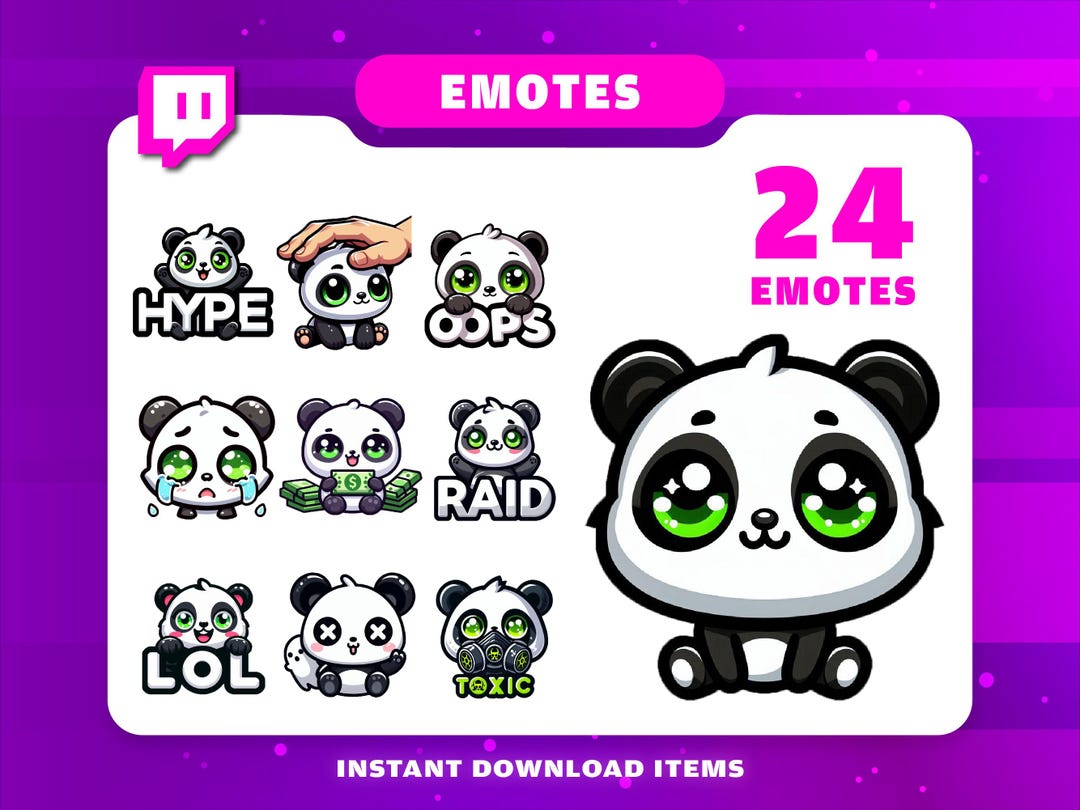 24 Panda Emote Pack, Twitch Emotes, Cute and Expressive Emotes to ...