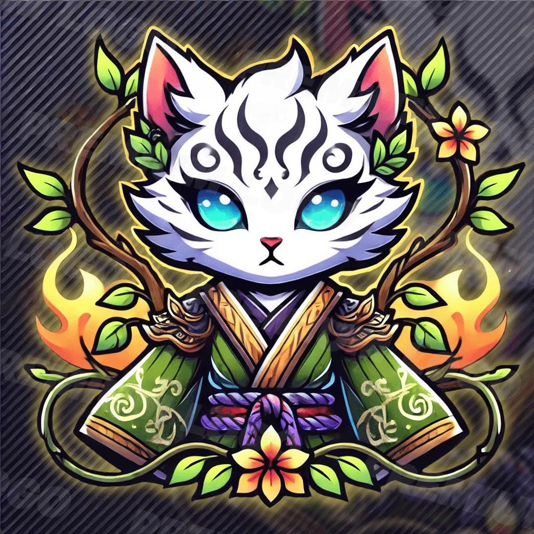 Custom Japanese Cat Logo | Twitch Logo, Youtube Logo, Kick Logo, Mascot ...