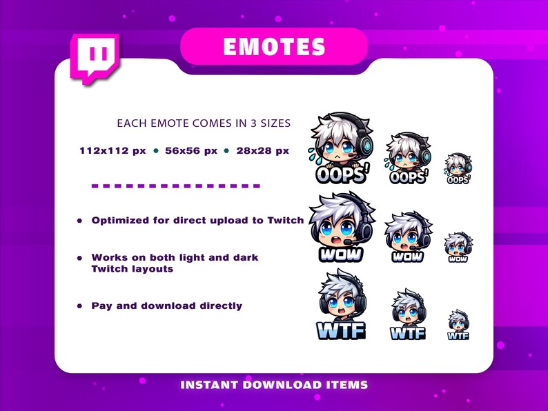 24 Gamer Boy Emote Pack, Twitch Emotes, Anime Emotes, Chibi Emotes ...