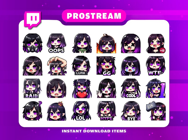 24 Vampire Girl Emote Pack, Anime Emotes, Chibi Emotes, Cute Emotes ...
