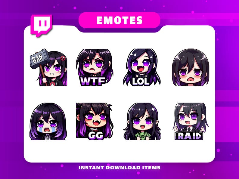 24 Vampire Girl Emote Pack, Anime Emotes, Chibi Emotes, Cute Emotes ...