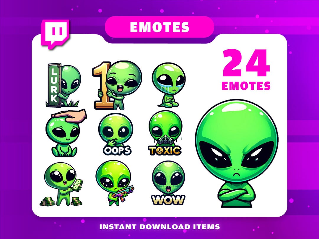 24 Alien Emote Pack, Twitch Emotes, Anime Emotes, Chibi Emotes, Cute ...
