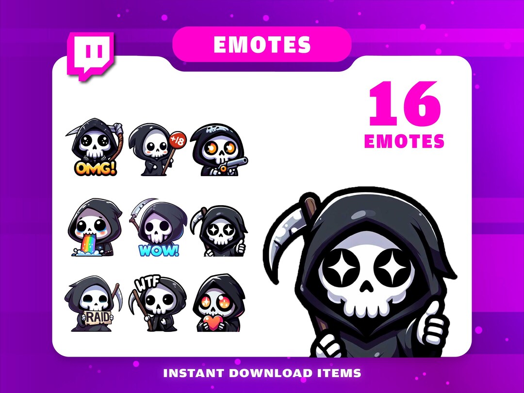 Twitch Emotes, Cute Reaper Emotes, Anime Emotes, Chibi Emotes, Cute ...