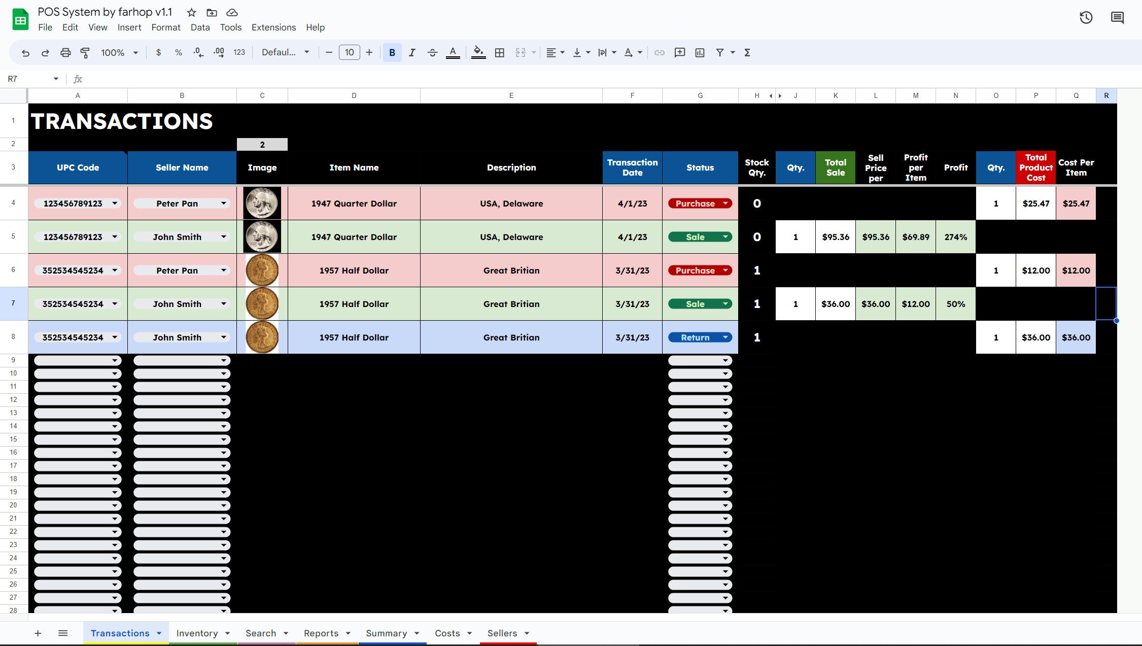 Google Sheets Point of Sales POS System - Etsy