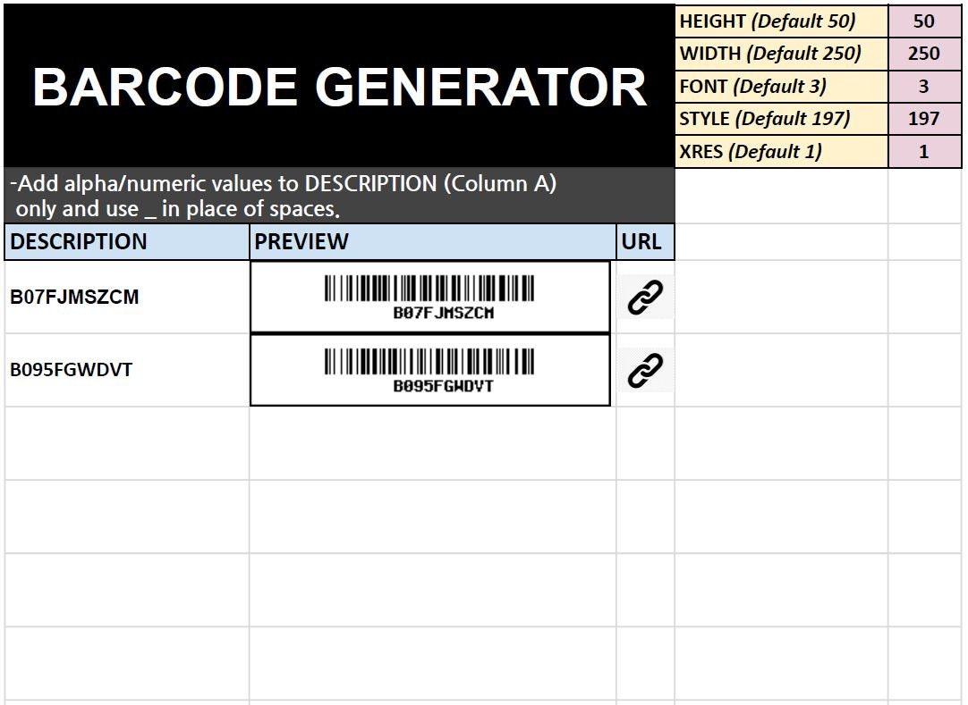 Google Sheets QR and Barcode Generator Template Inventory - Etsy Canada