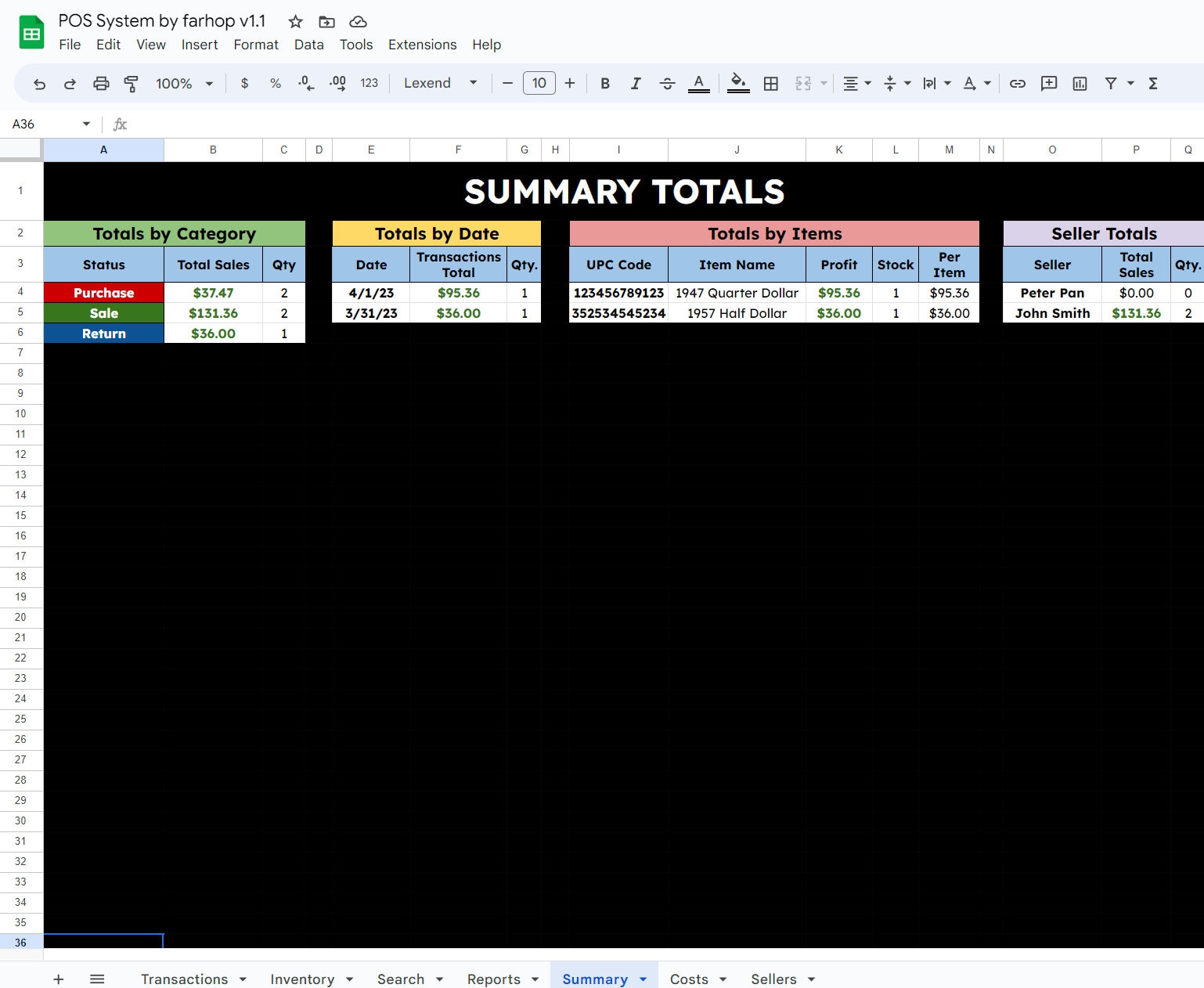 Google Sheets Point of Sales POS System - Etsy