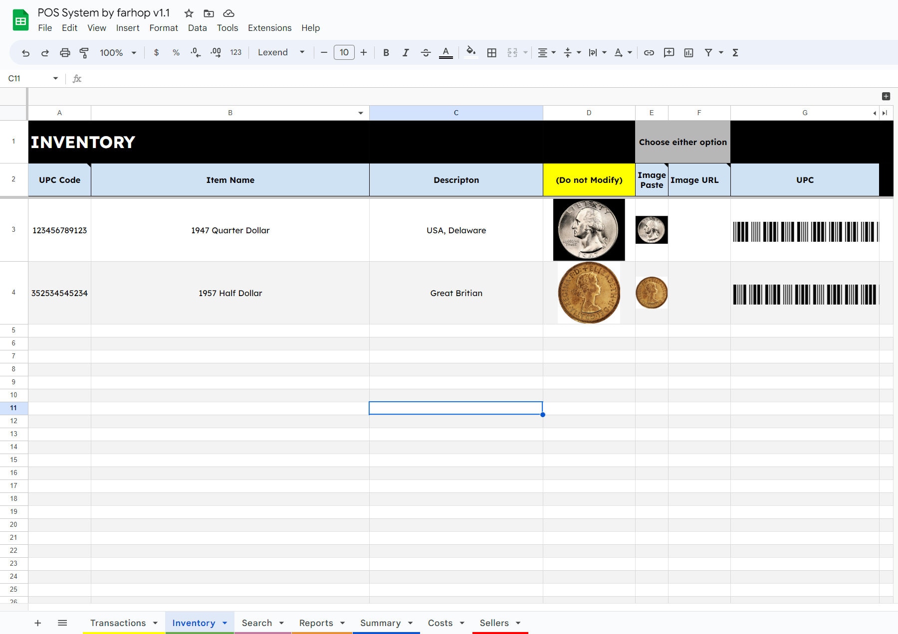 Google Sheets Point of Sales POS System - Etsy