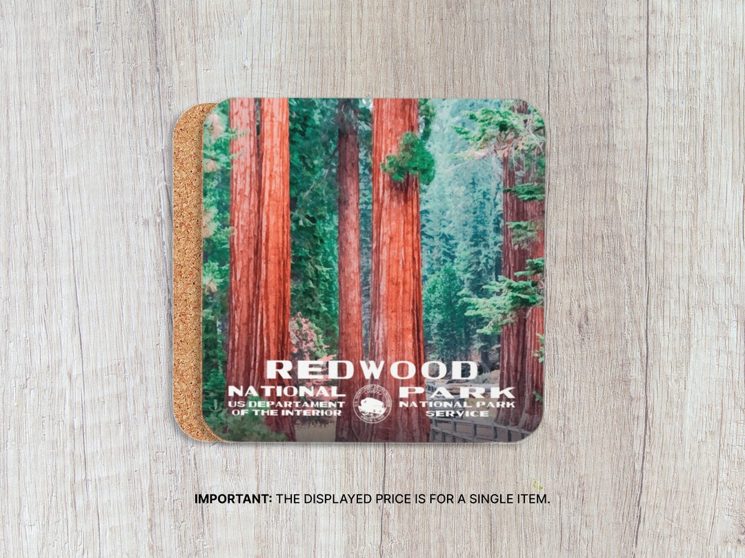 WPA Coaster | Redwood National Park | Cork Back Coaster | Travel Decor ...