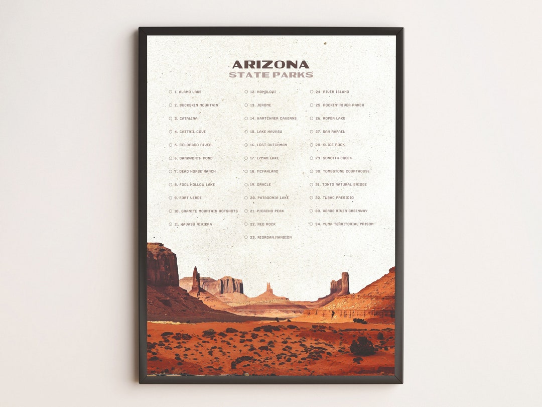 Arizona State Park Checklist | WPA Poster | Vintage Travel Poster ...