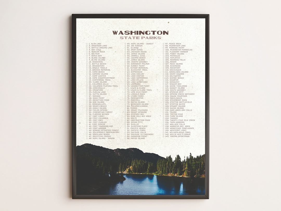 Washington State Park Checklist | WPA Poster | Vintage Travel Poster ...