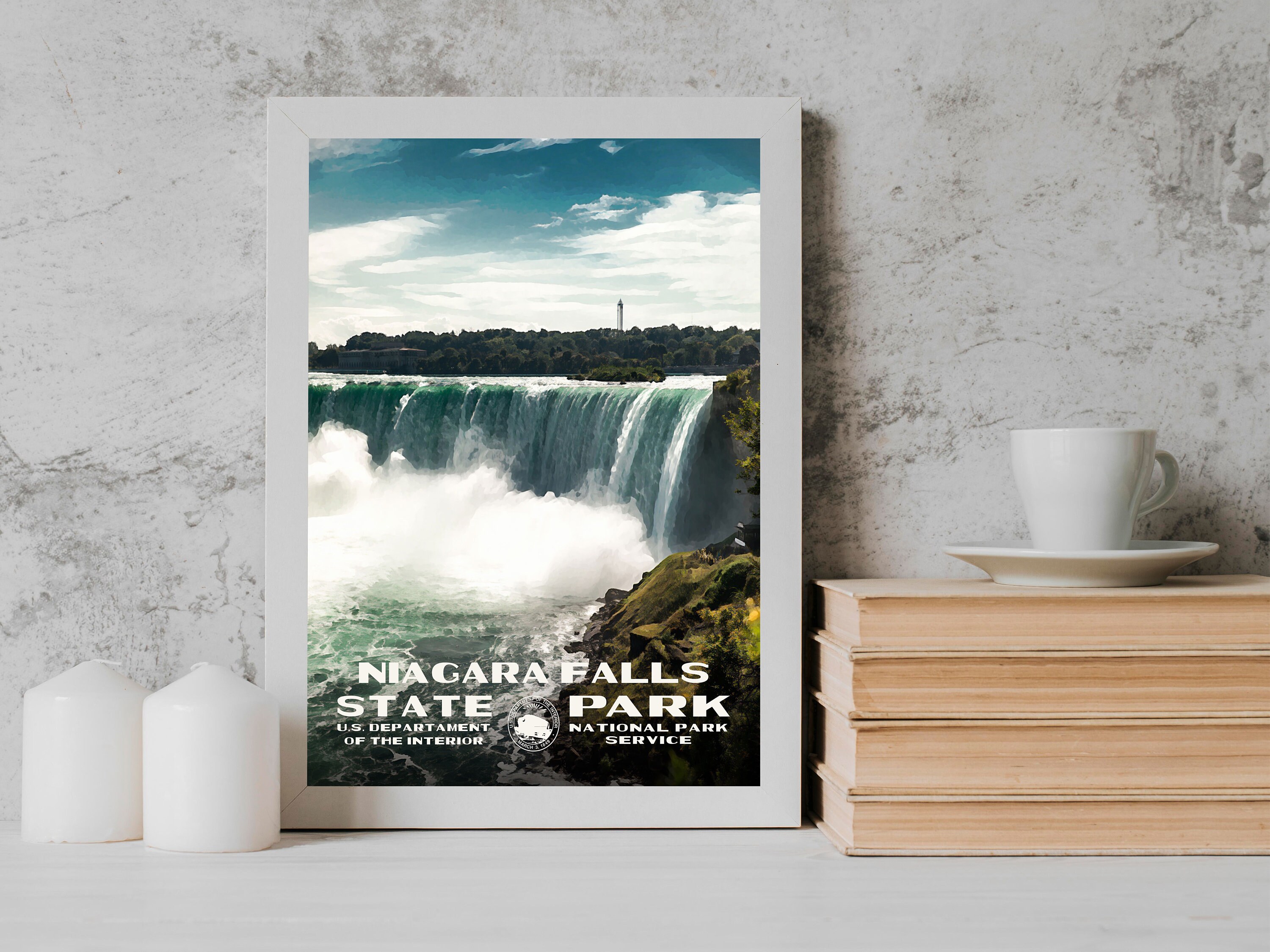 Niagara Falls State Park Poster WPA Style Vintage Travel - Etsy