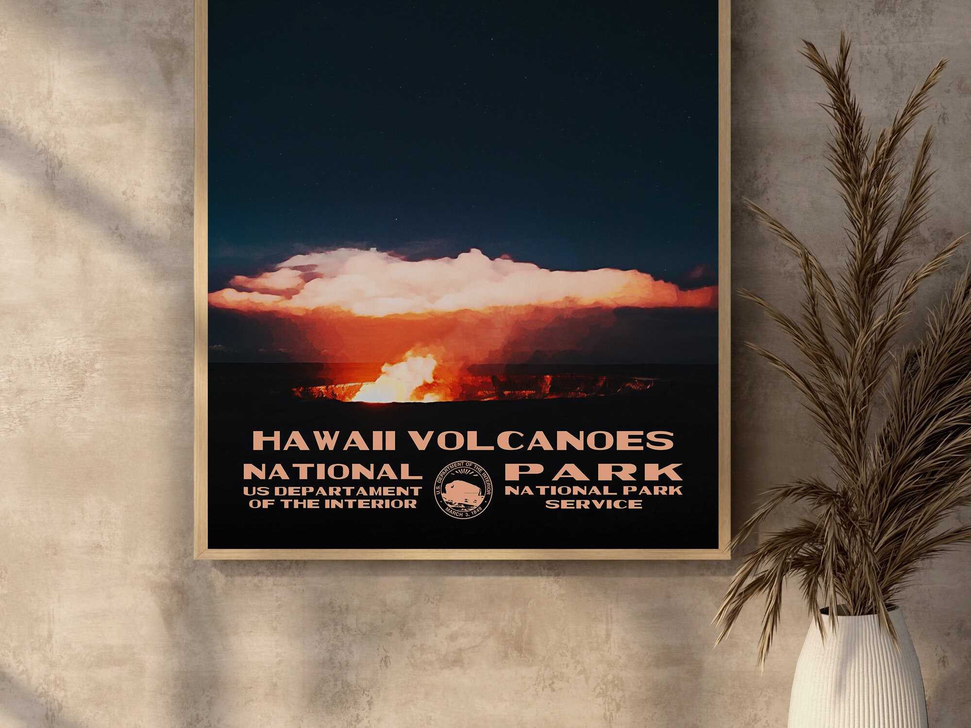 Hawaii Volcanoes National Park Poster WPA Style Vintage Travel Poster ...