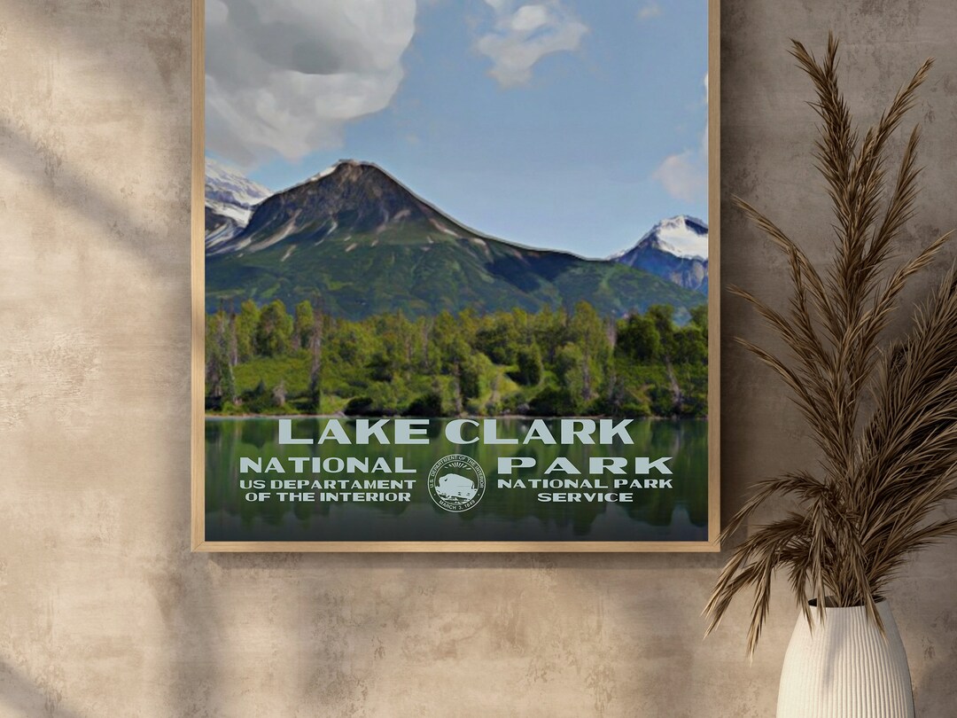 Lake Clark National Park Poster WPA Style | Vintage Travel Poster ...