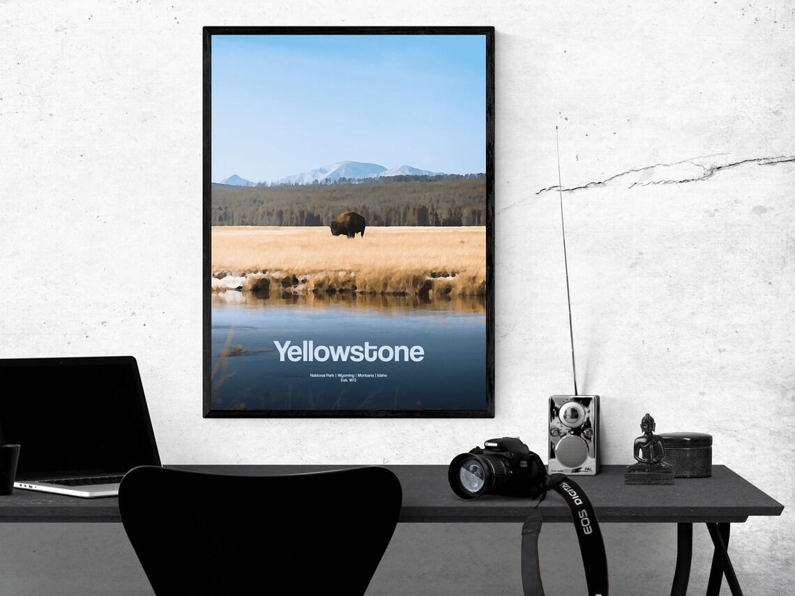 Yellowstone National Park Poster Yellowstone Travel Print - Etsy