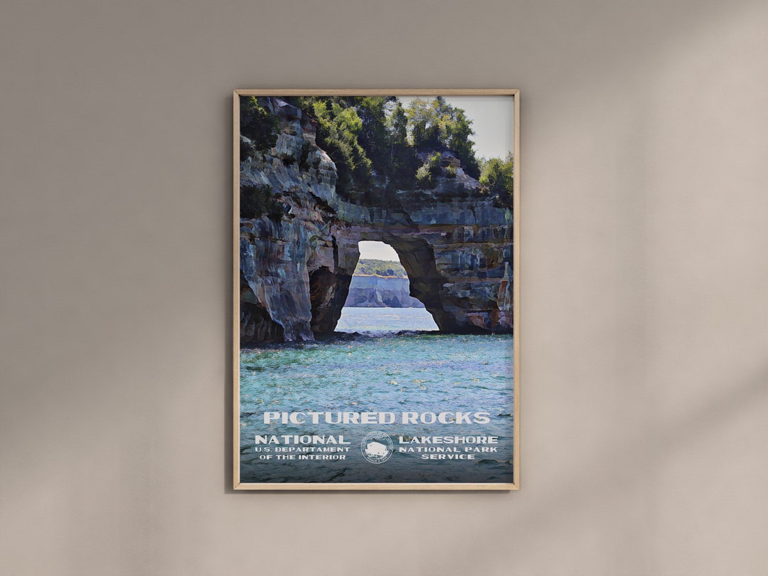 Pictured Rocks National Lakeshore Poster WPA Style | Vintage Travel ...