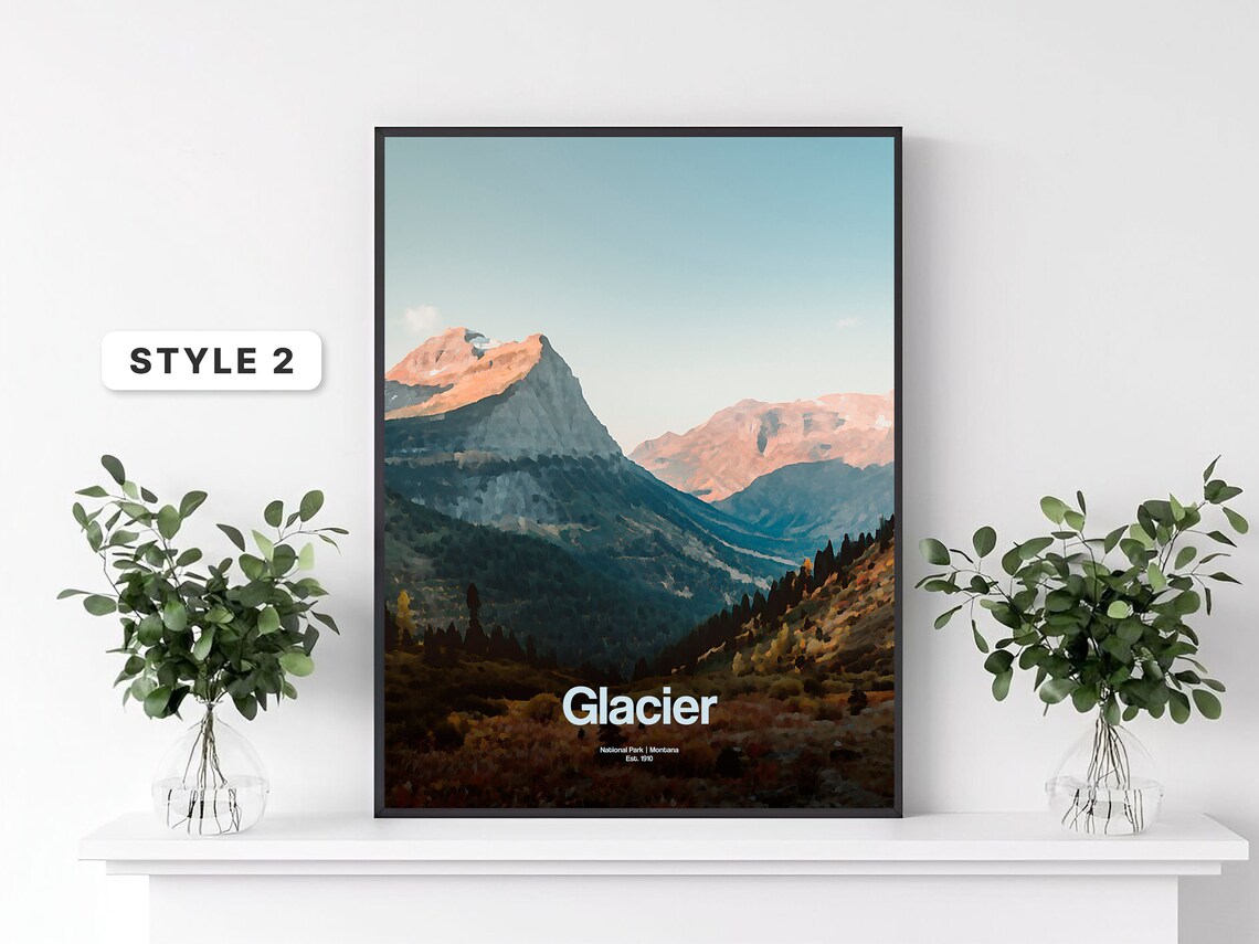 Glacier National Park Poster Glacier Travel Print USA - Etsy