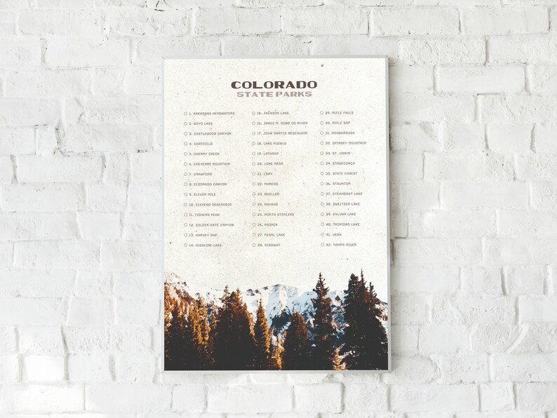 Colorado State Park Checklist WPA Poster Vintage Travel - Etsy