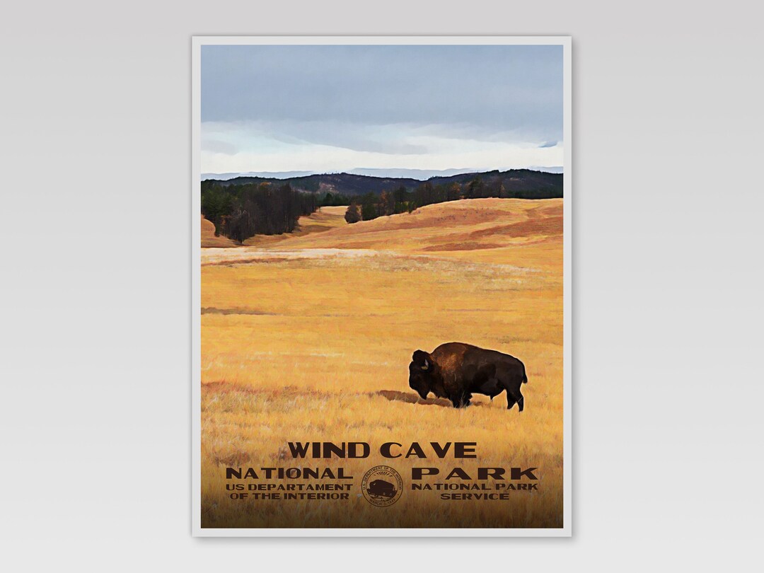 Wind Cave National Park Poster WPA Style Vintage Travel - Etsy