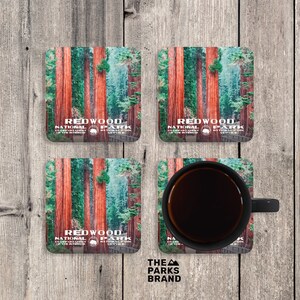 WPA Coaster | Redwood National Park | Cork Back Coaster | Travel Decor ...