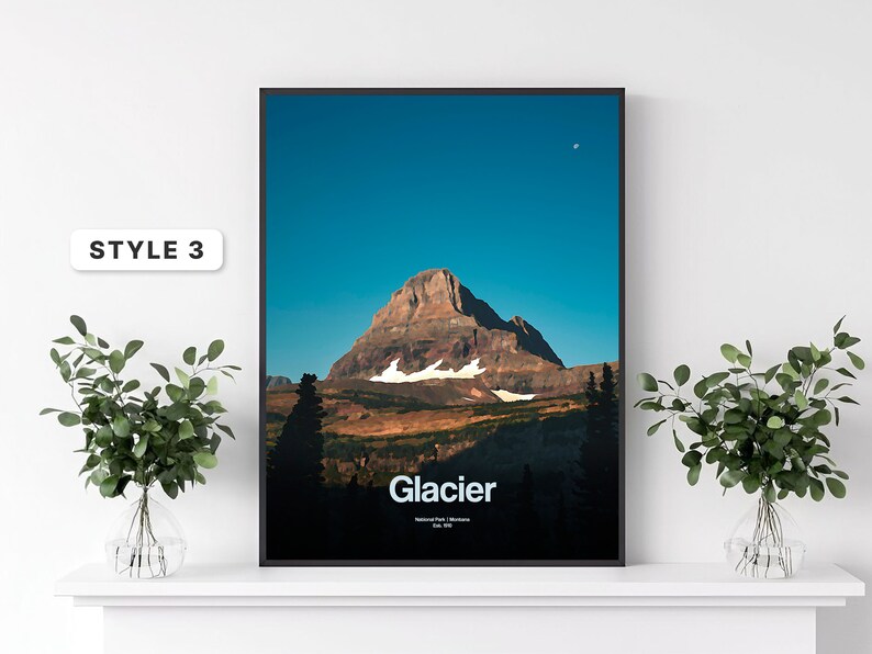 Glacier National Park Poster Glacier Travel Print USA - Etsy