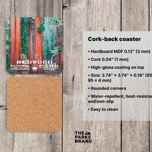 WPA Coaster | Redwood National Park | Cork Back Coaster | Travel Decor ...