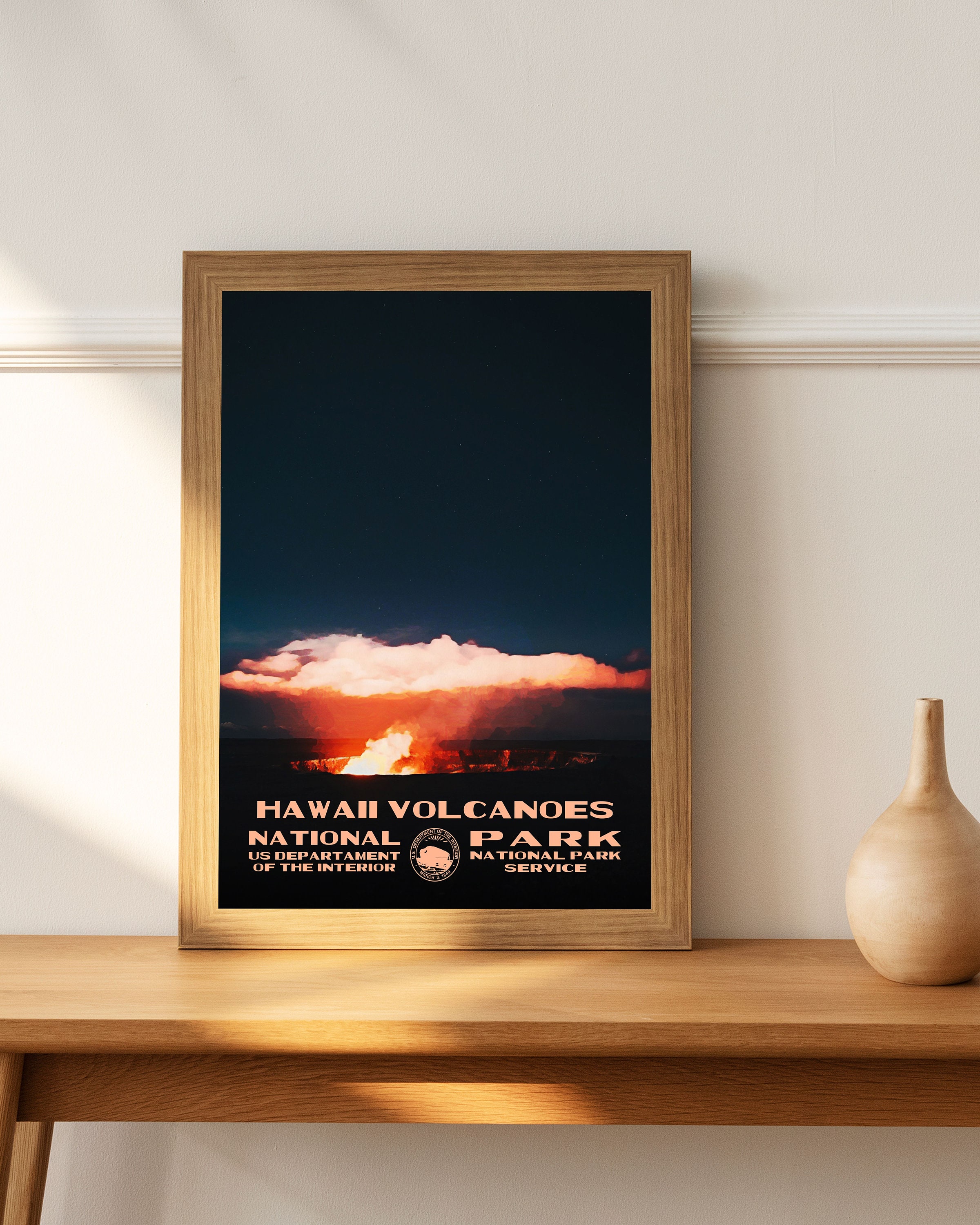 Hawaii Volcanoes National Park Poster WPA Style Vintage Travel Poster ...