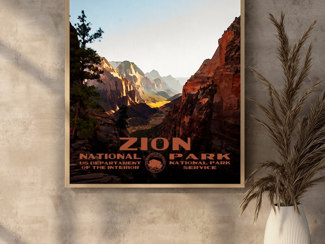 Zion National Park Poster WPA Style | Vintage Travel Poster | Retro ...