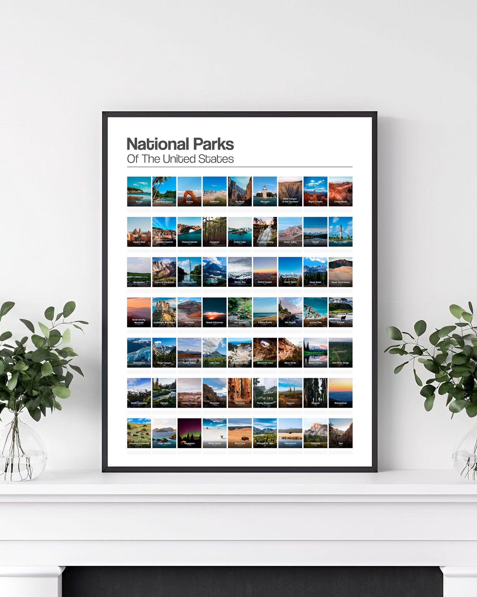 National Park Checklist Poster All 63 National Parks Mark - Etsy