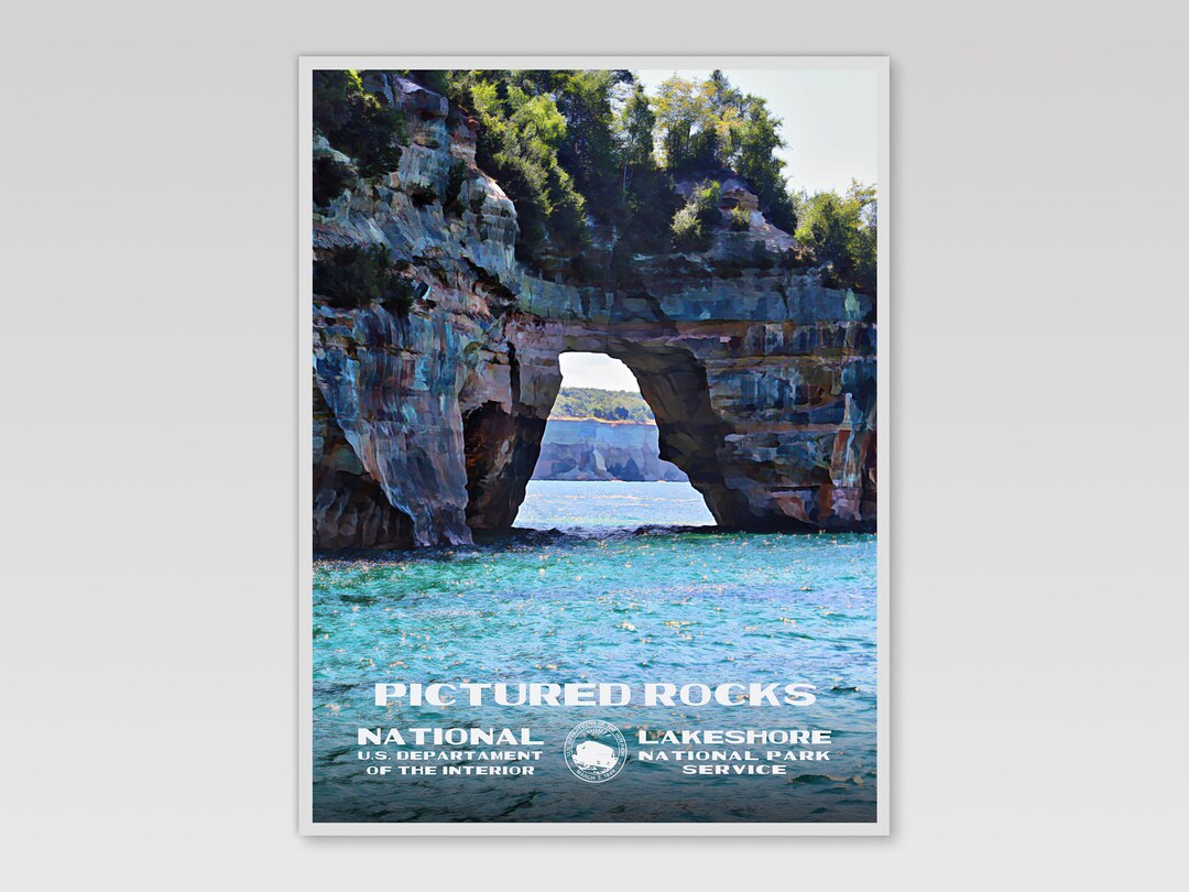 Pictured Rocks National Lakeshore Poster WPA Style Vintage - Etsy