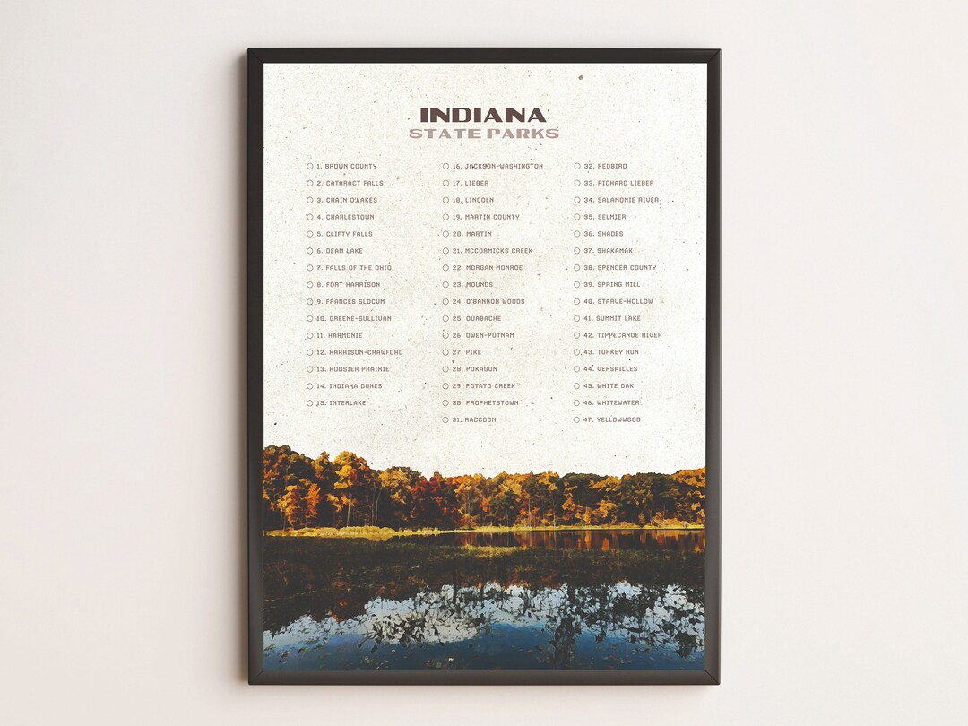 Indiana State Park Checklist | WPA Poster | Vintage Travel Poster ...