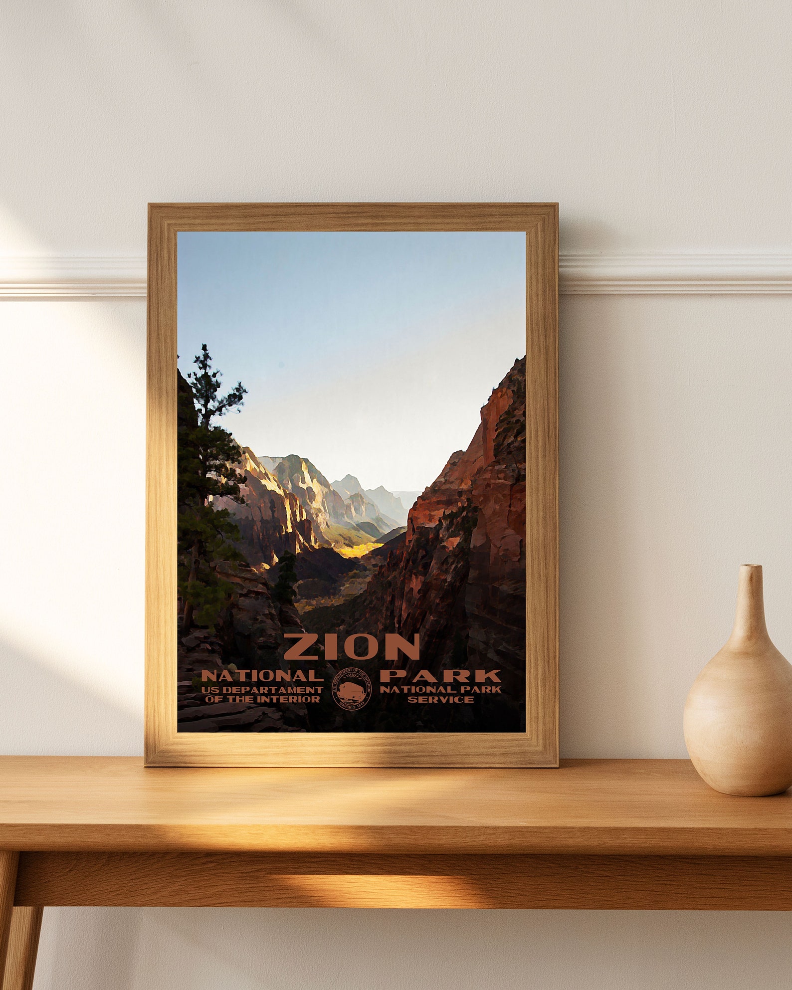 Zion National Park Poster WPA Style Vintage Travel Poster - Etsy