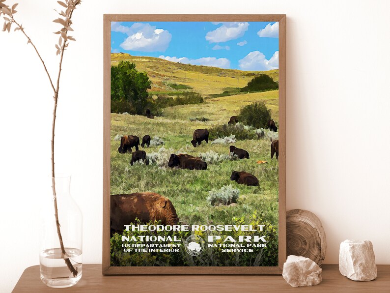Theodore Roosevelt National Park Poster WPA Style Vintage - Etsy