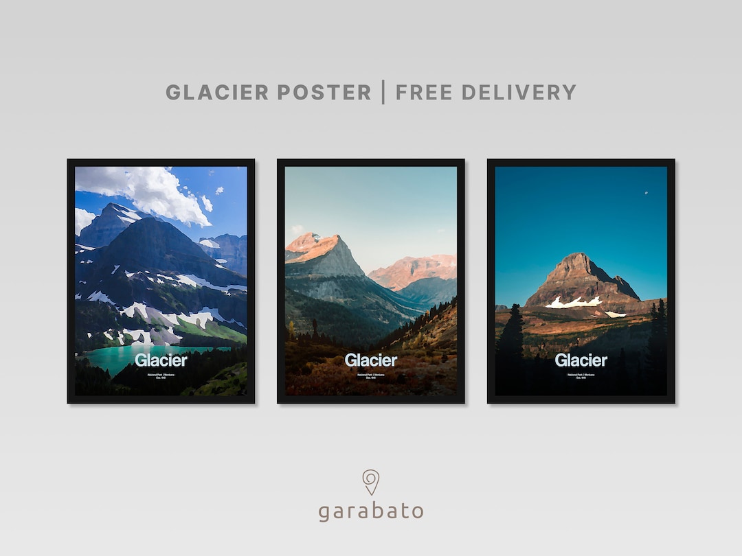Glacier National Park Poster | Glacier Travel Print | USA National Park ...