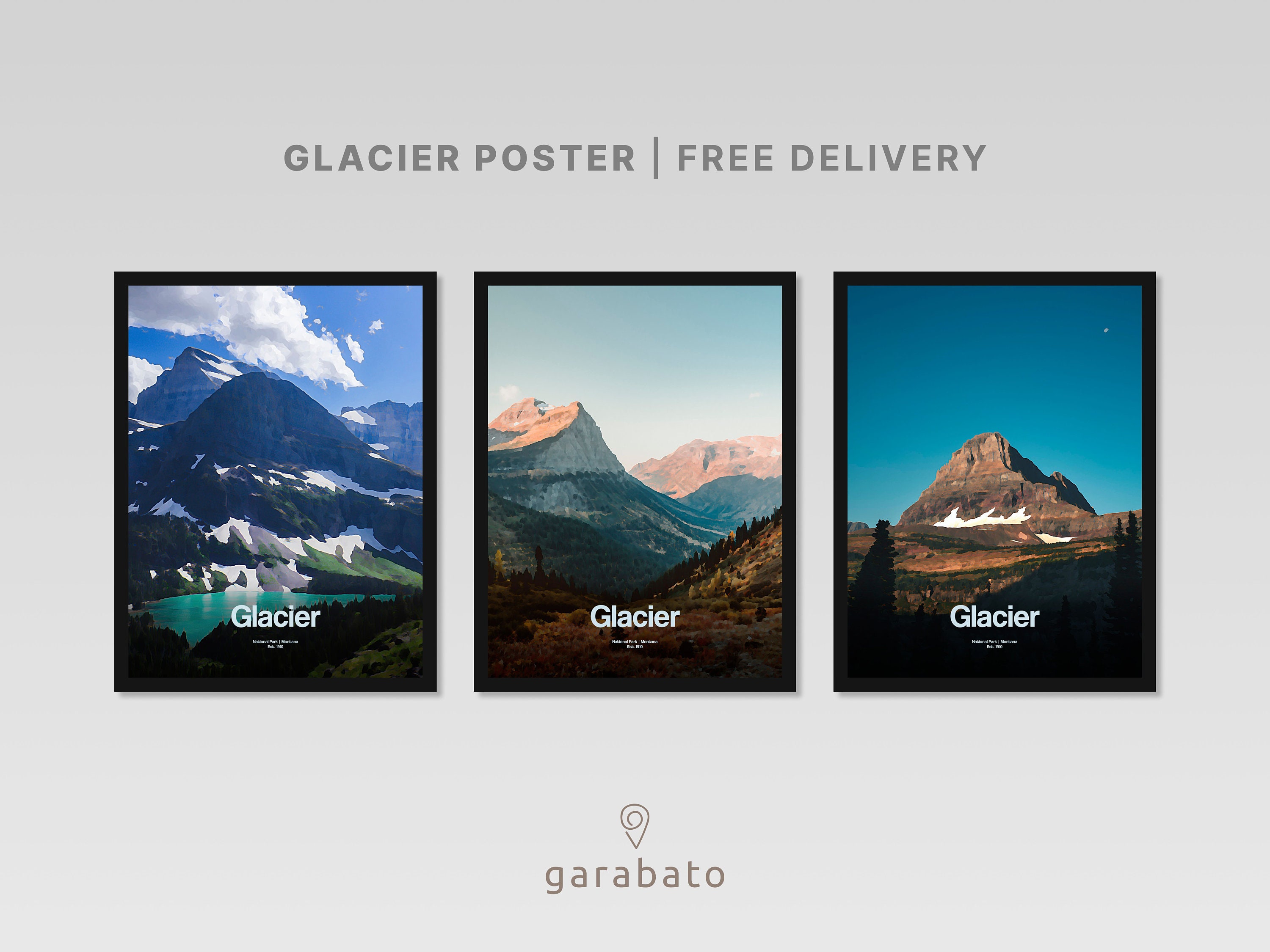 Glacier National Park Poster Glacier Travel Print USA - Etsy