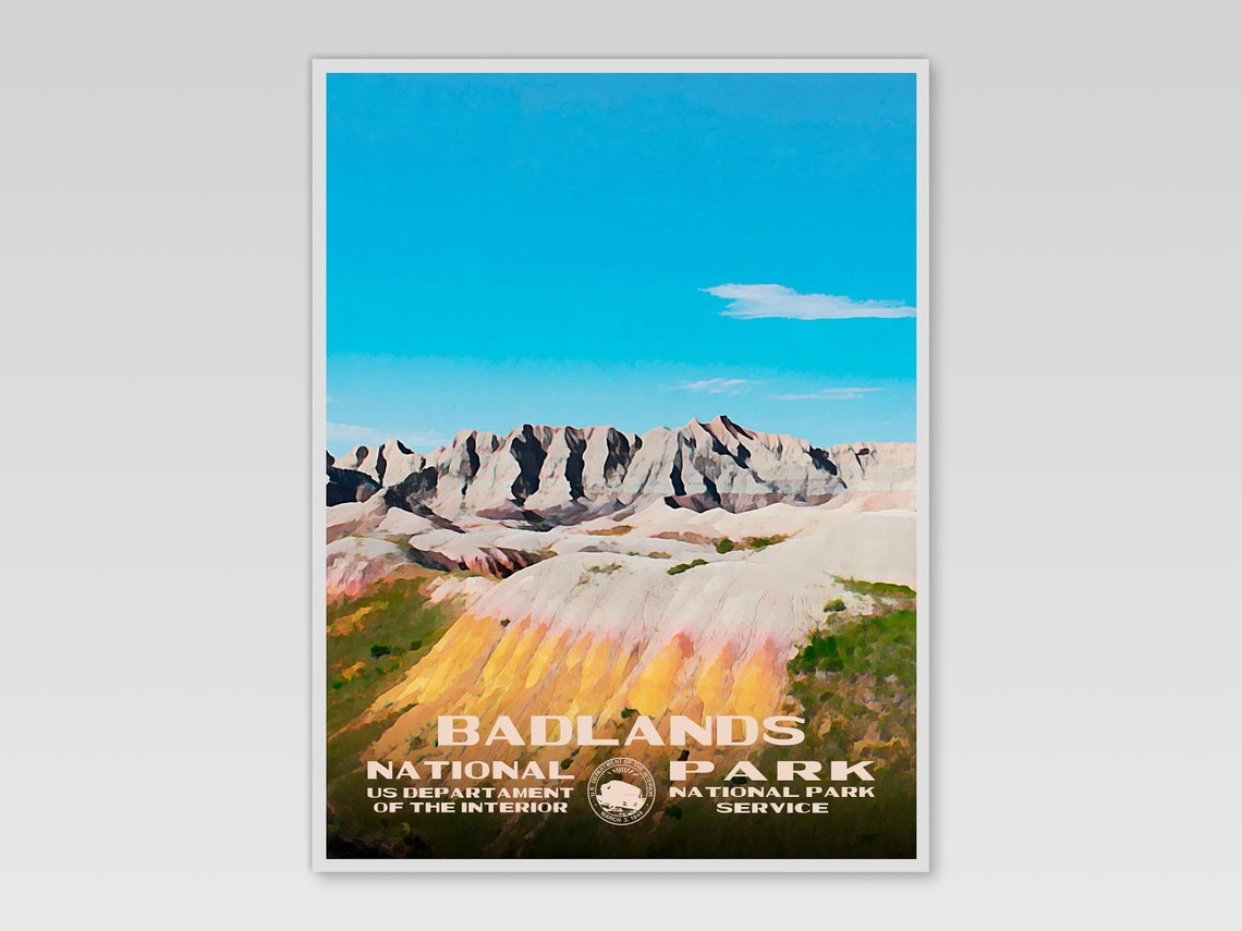 Badlands National Park Poster WPA Style Vintage Travel - Etsy