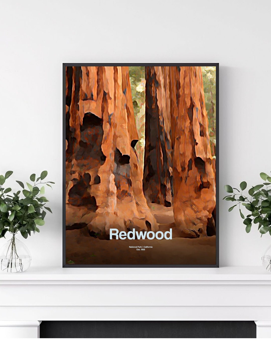 Redwood National Park Poster | Redwood Forest Travel Print | USA ...