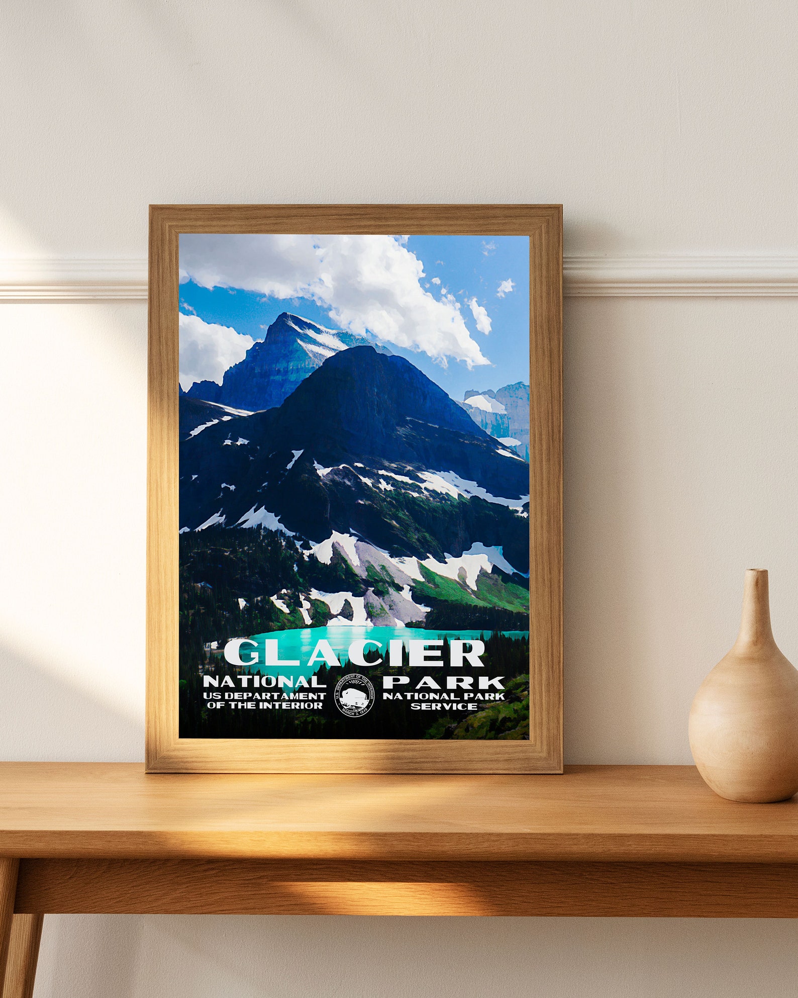 Glacier National Park Poster WPA Style Vintage Travel Poster - Etsy