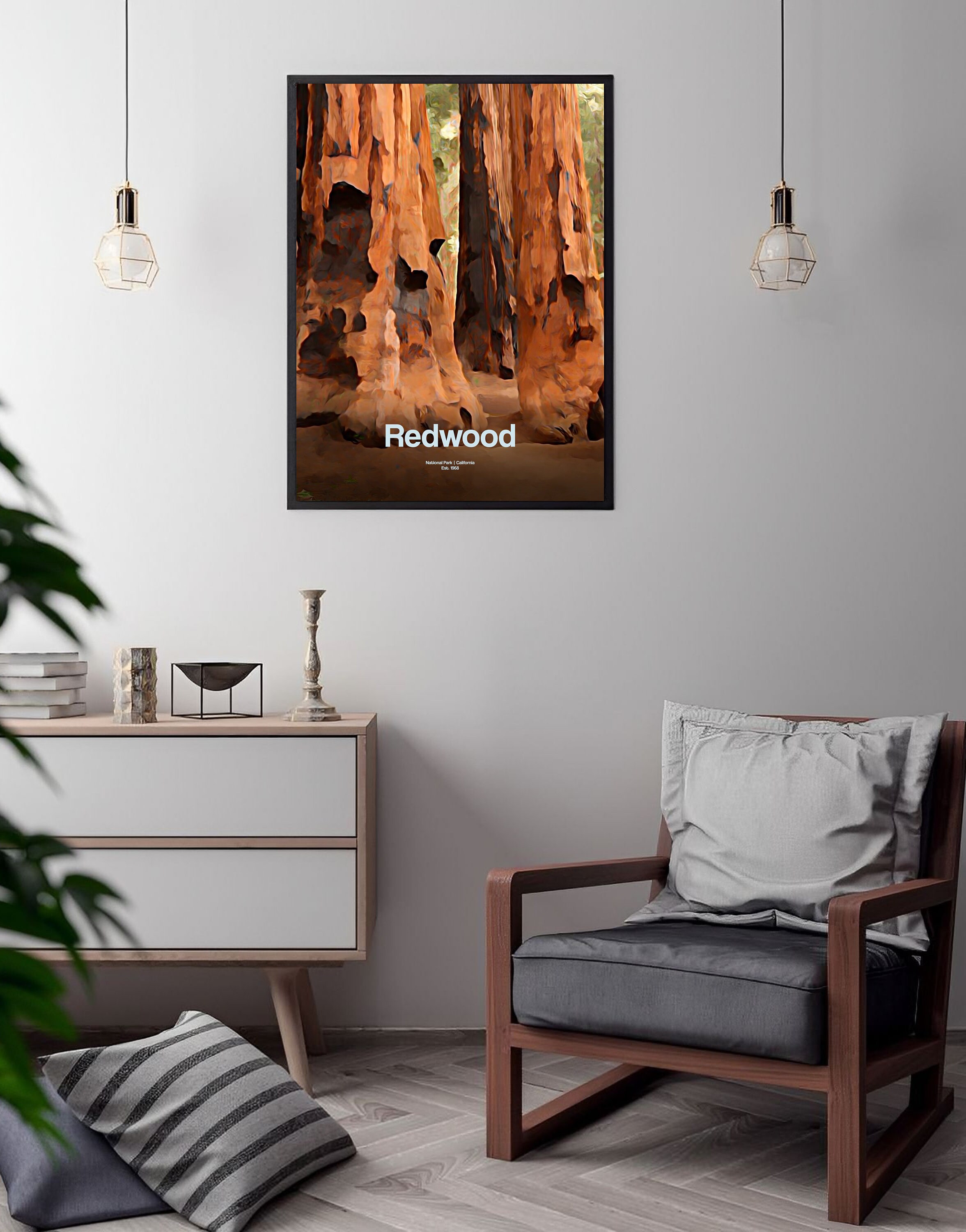 Redwood National Park Poster Redwood Forest Travel Print USA National ...