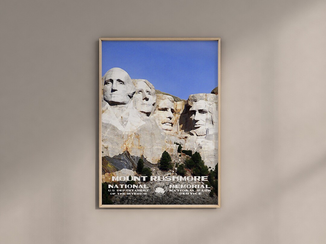 Mount Rushmore National Memorial Poster WPA Style | Vintage Travel ...