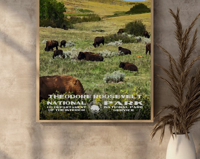 Theodore Roosevelt National Park Poster WPA Style | Vintage Travel ...