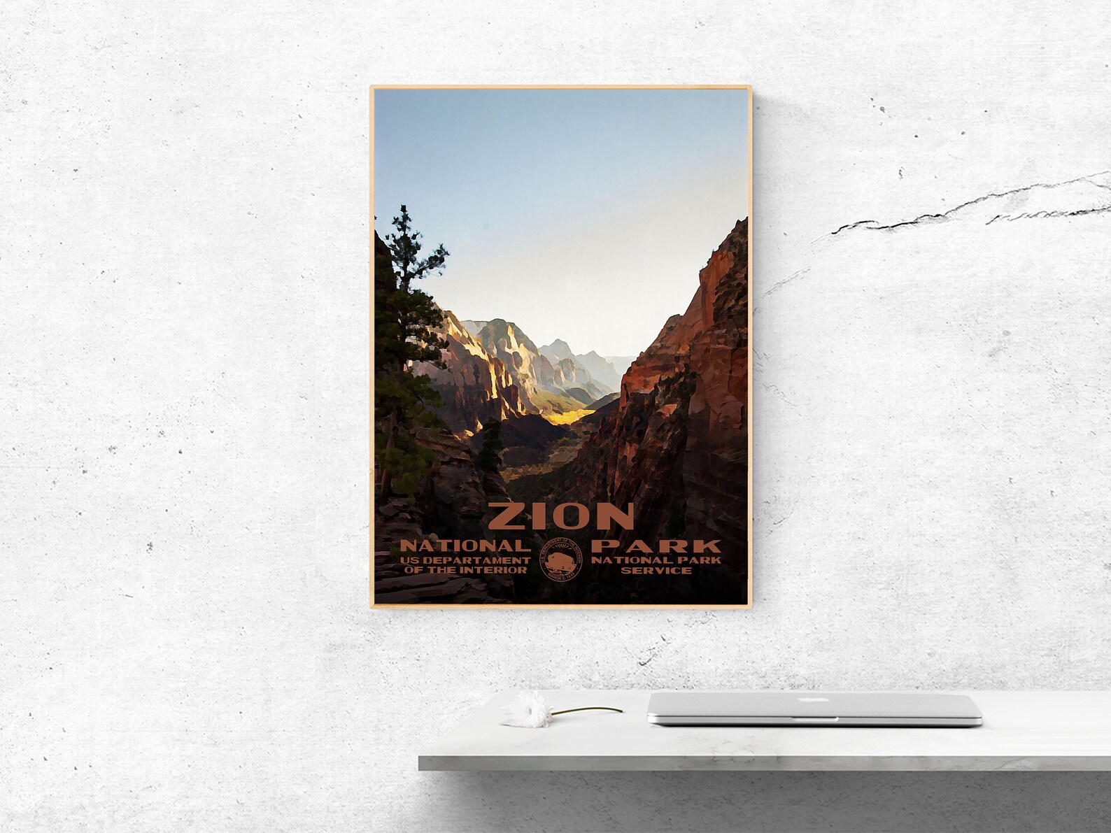 Zion National Park Poster WPA Style Vintage Travel Poster - Etsy