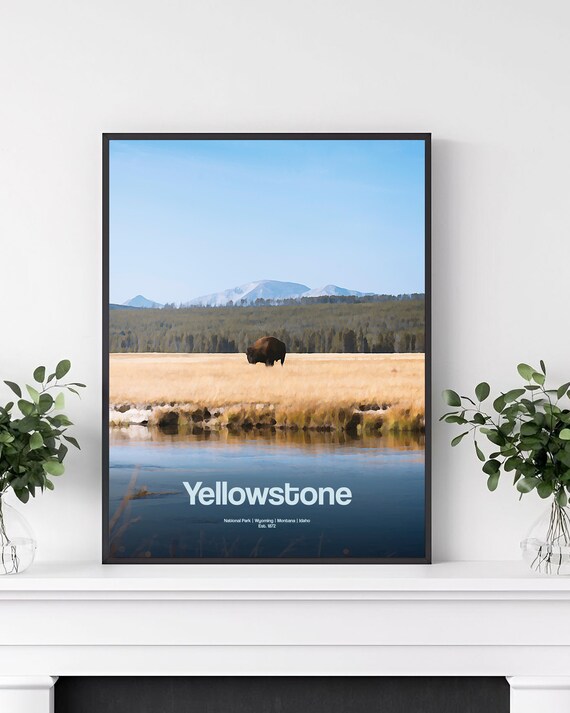 Yellowstone National Park Poster Yellowstone Travel Print - Etsy