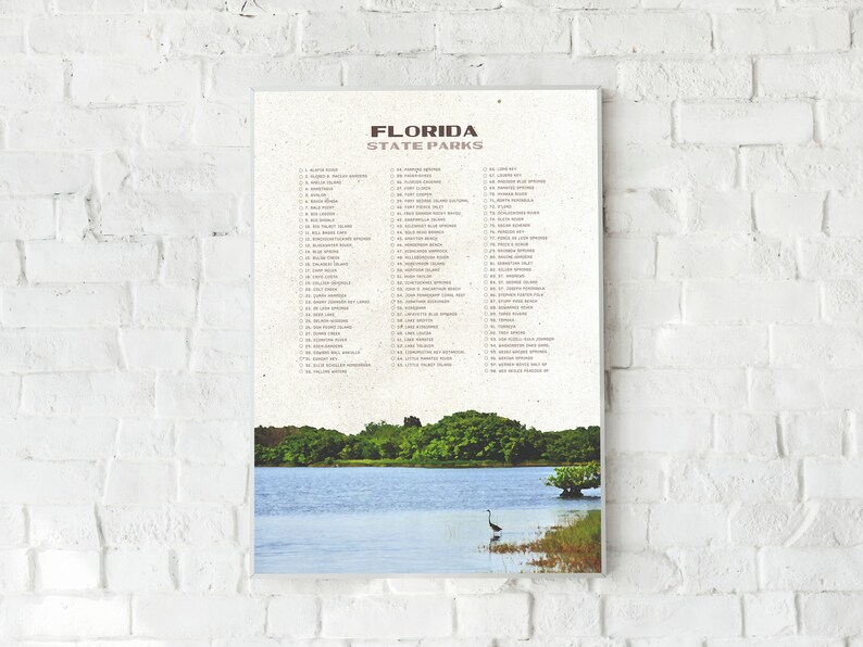 Florida State Park Checklist WPA Poster Vintage Travel - Etsy