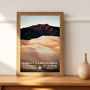 Great Sand Dunes National Park Poster WPA Style | Vintage Travel Poster ...