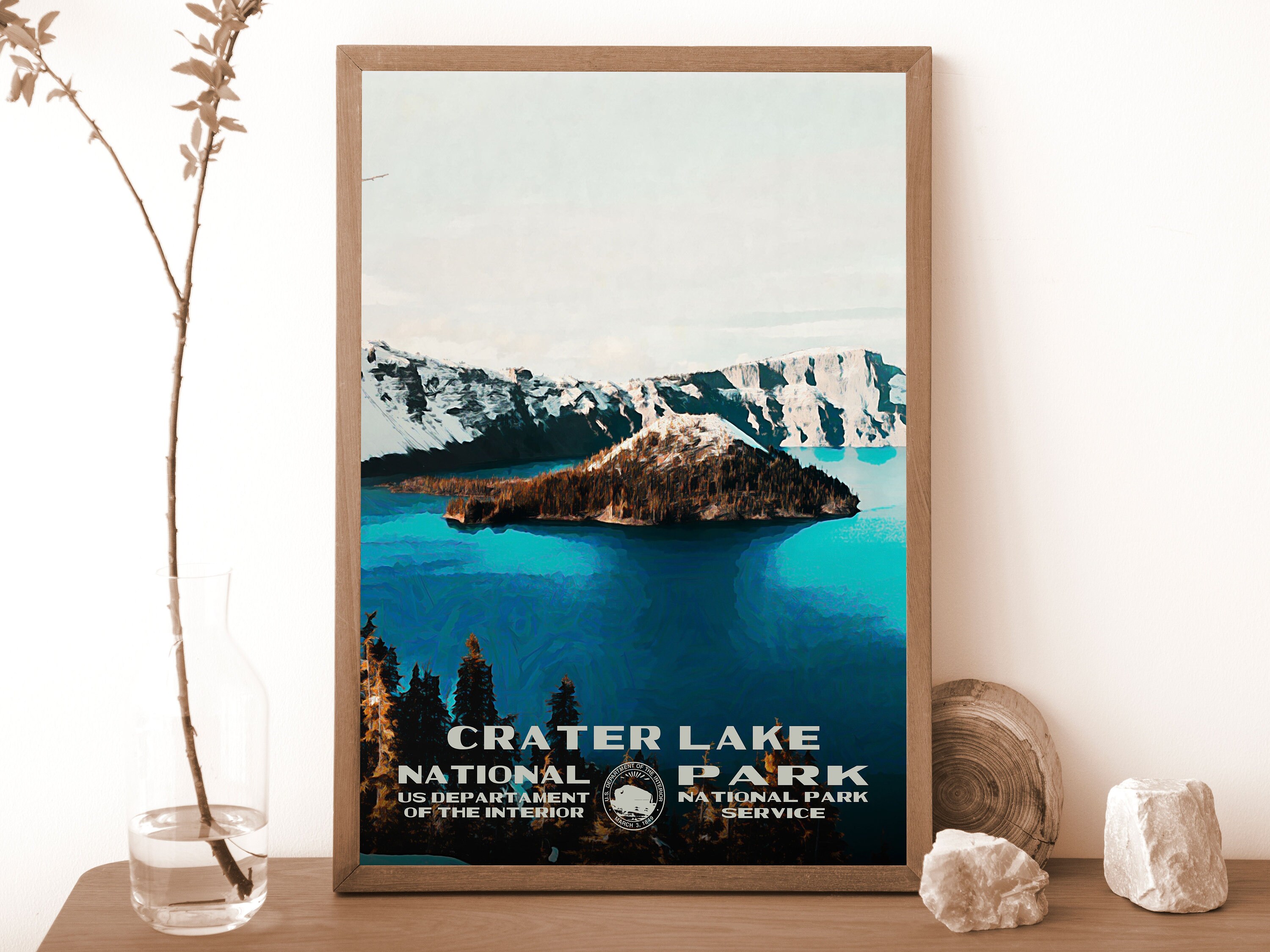 Crater Lake National Park Poster WPA Style Vintage Travel - Etsy