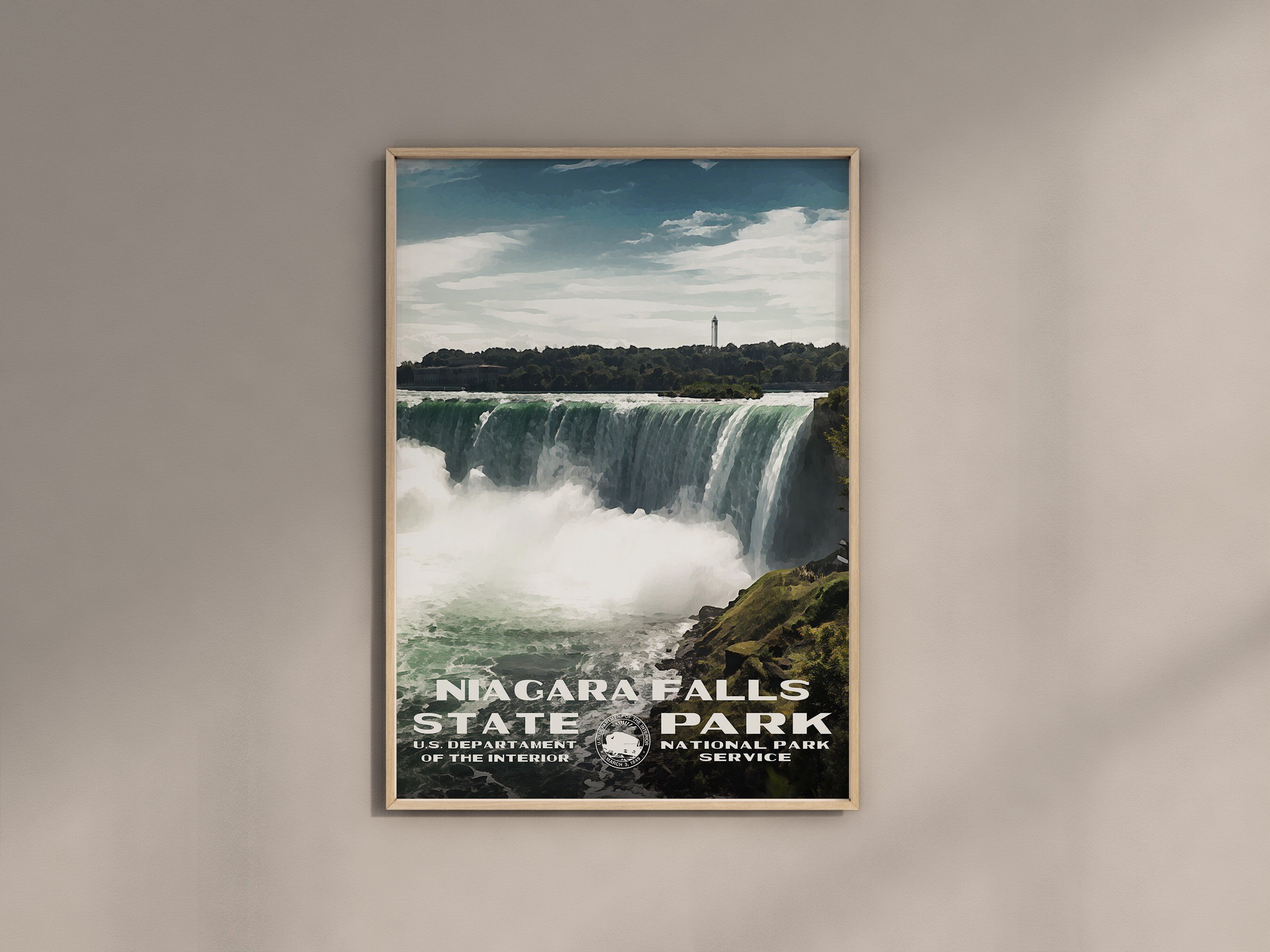 Niagara Falls State Park Poster WPA Style Vintage Travel Poster Retro ...